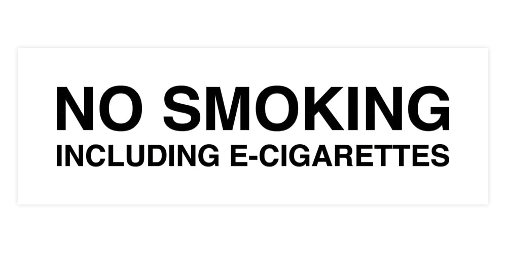 Basic No Smoking Including E-Cigarettes Sign (White) - Large - Walmart.com