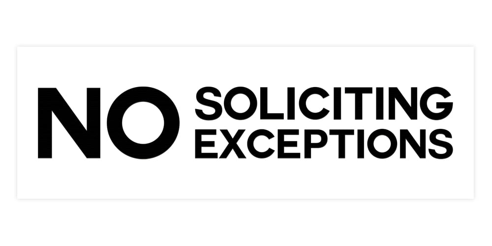 Basic No Soliciting No Exceptions Sign (White) - Small - Walmart.com