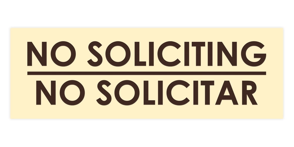 Basic No Soliciting No Solicitar Sign (Ivory/Dark Brown) - Medium ...