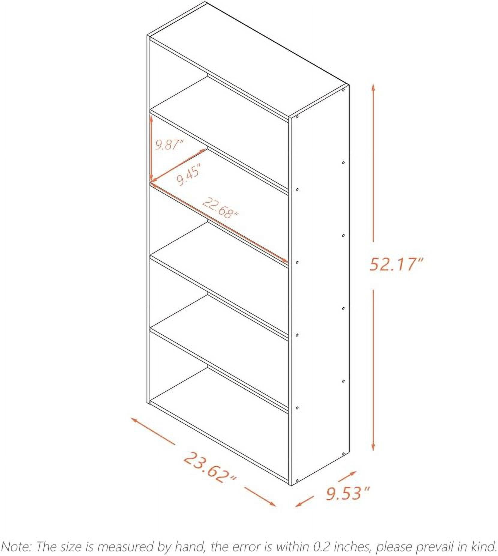 Basic Open Shelf Bookcase - 5-Tier Wooden Cube Storage Shelves Split ...