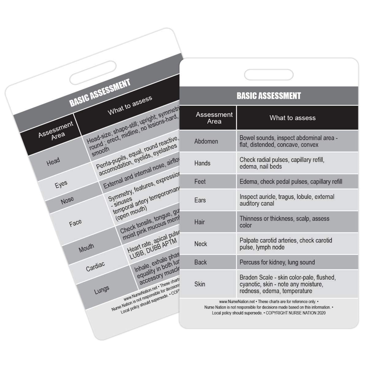 Basic Patient Assessment Reference Vertical Badge Card - Excellent ...