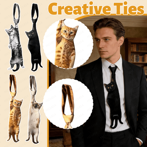 Basic Pet Tie – Tappy Cat Tie, Silk Tie, Men's Tie, 3D Design Necktie ...