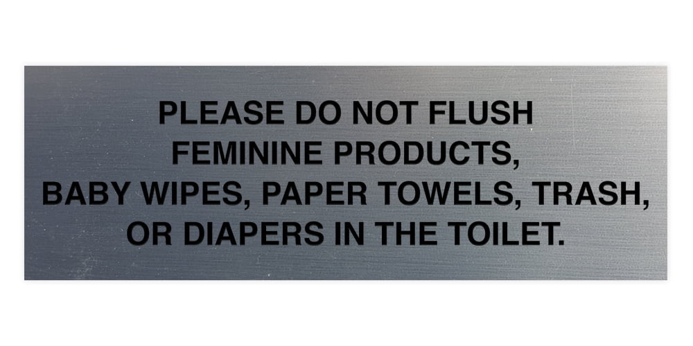 Basic Please Do Not Flush Etiquette Sign (Brushed Silver) - Large ...
