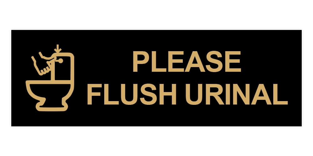 Basic Please Flush Urinal Sign (Black Gold) - Medium - Walmart Business ...