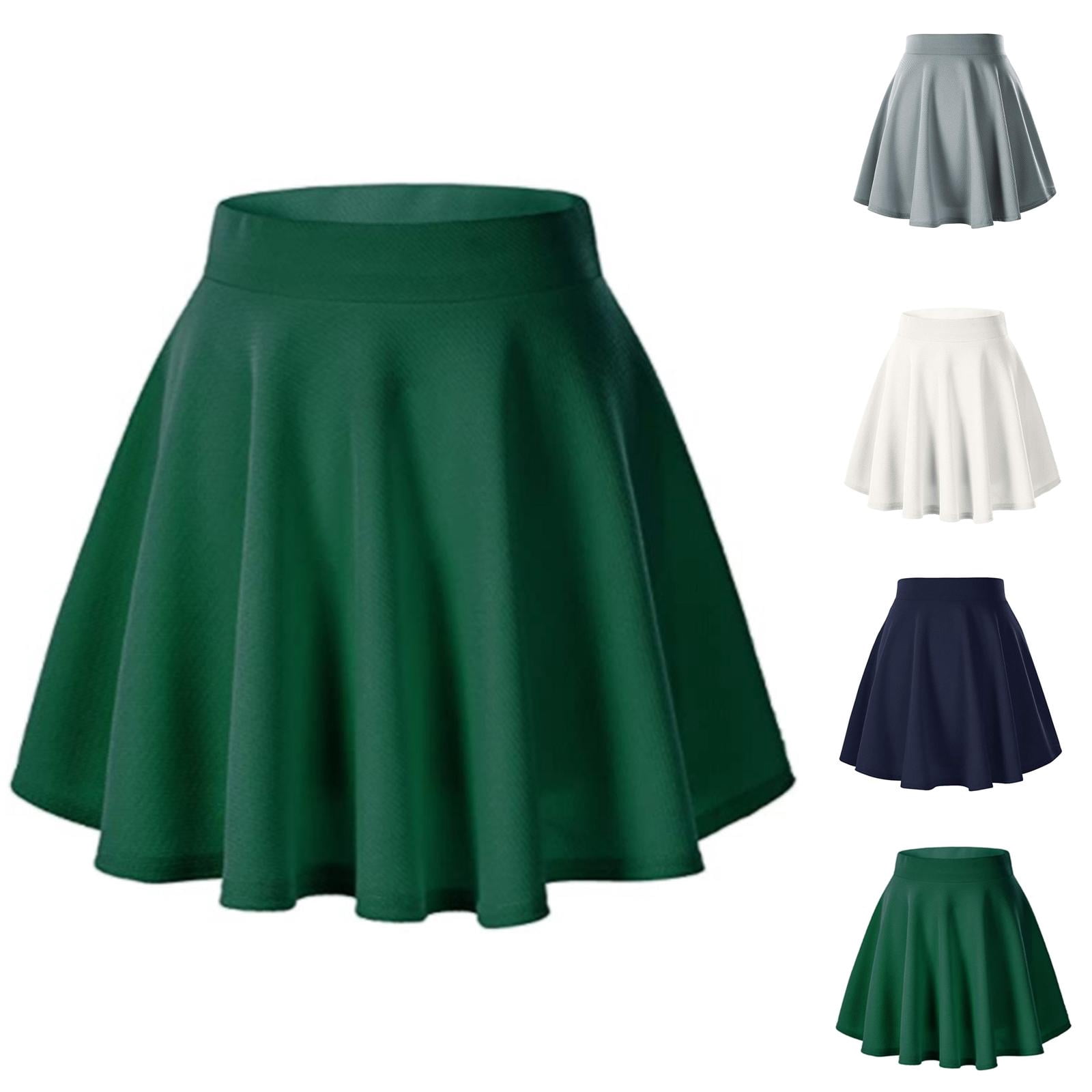 Basic Pleated Skirts for Women Versatile Stretchy Flared Mini Skater ...