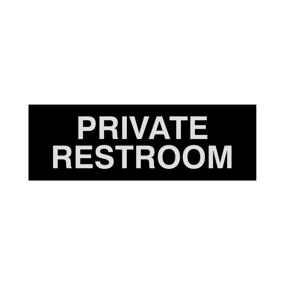 Basic Private Restroom Door / Wall Sign - Black / Silver - Large ...