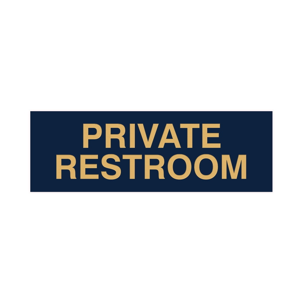 Basic Private Restroom Door / Wall Sign - Navy Blue / Gold - Medium ...