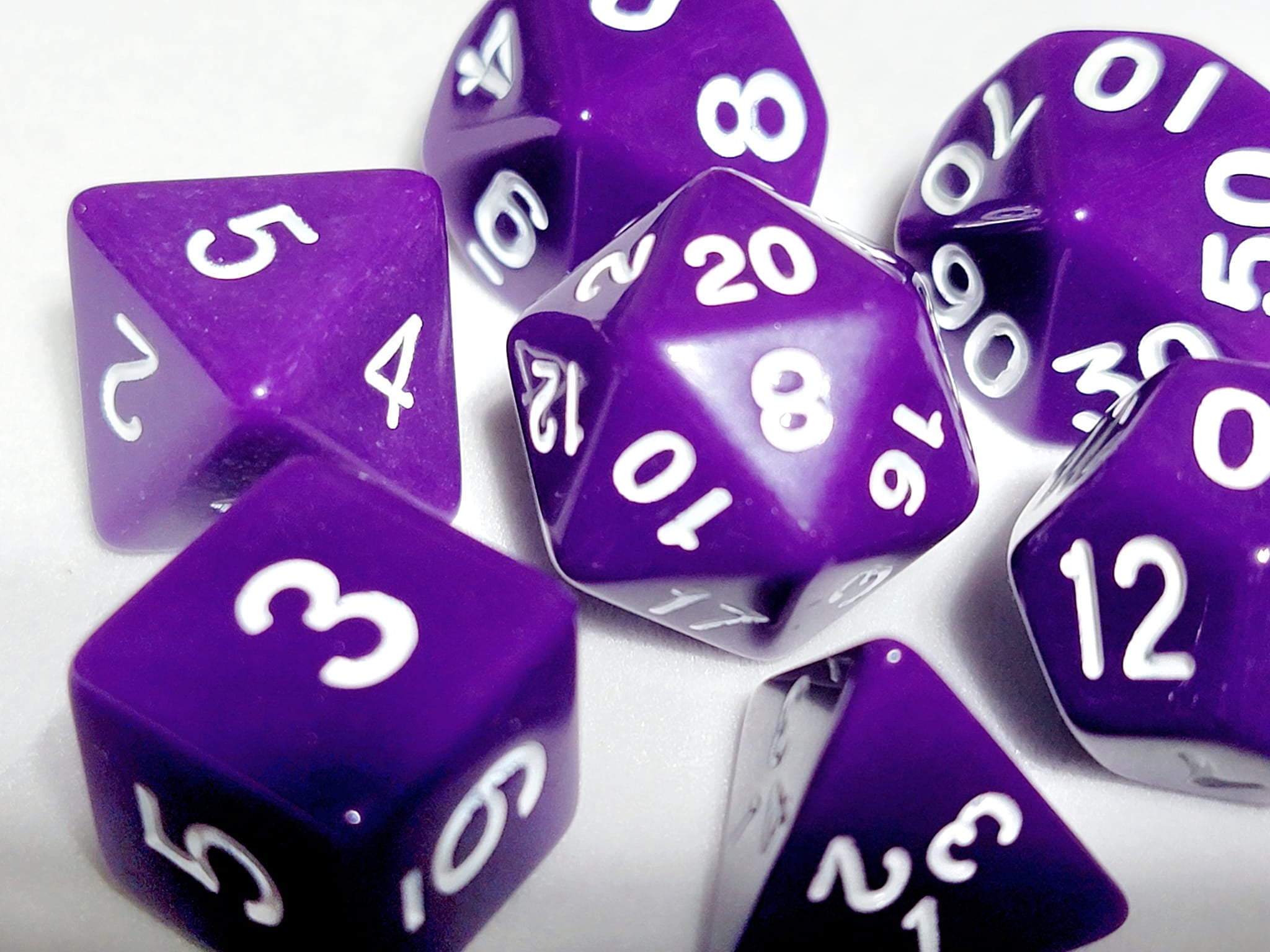 Basic Purple DnD Dice Set | Dungeons and Dragons | 7 Dice RPG ...