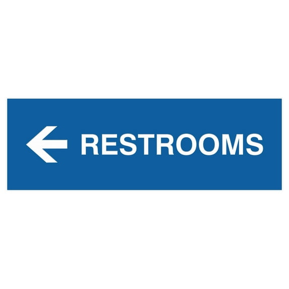 Basic Restrooms Left Arrow Directional Sign (Blue) - Large - Walmart.com