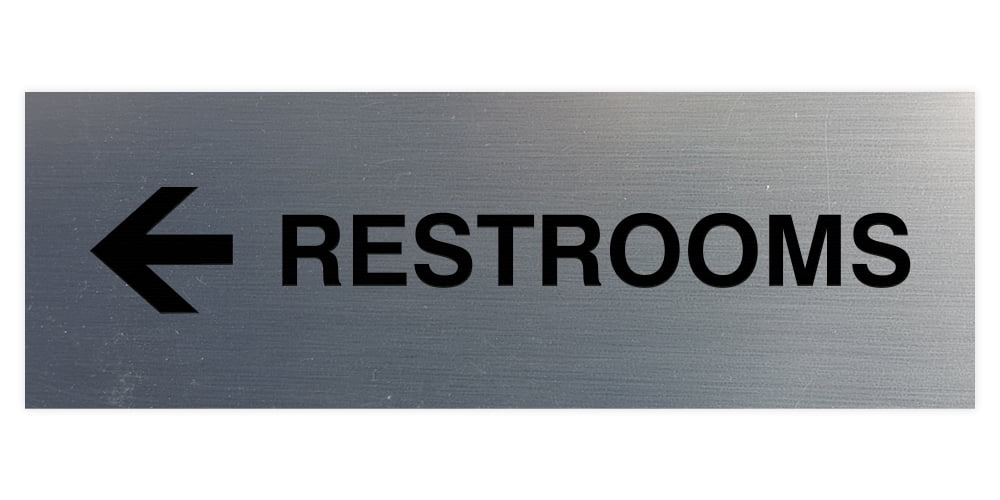 Basic Restrooms Left Arrow Directional Sign (Brushed Silver) - Large ...