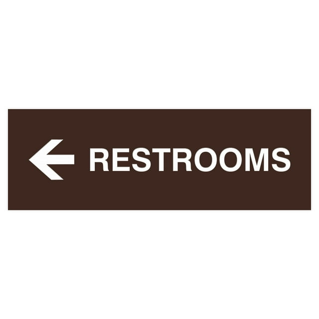 Basic Restrooms Left Arrow Directional Sign (Dark Brown) - Large ...