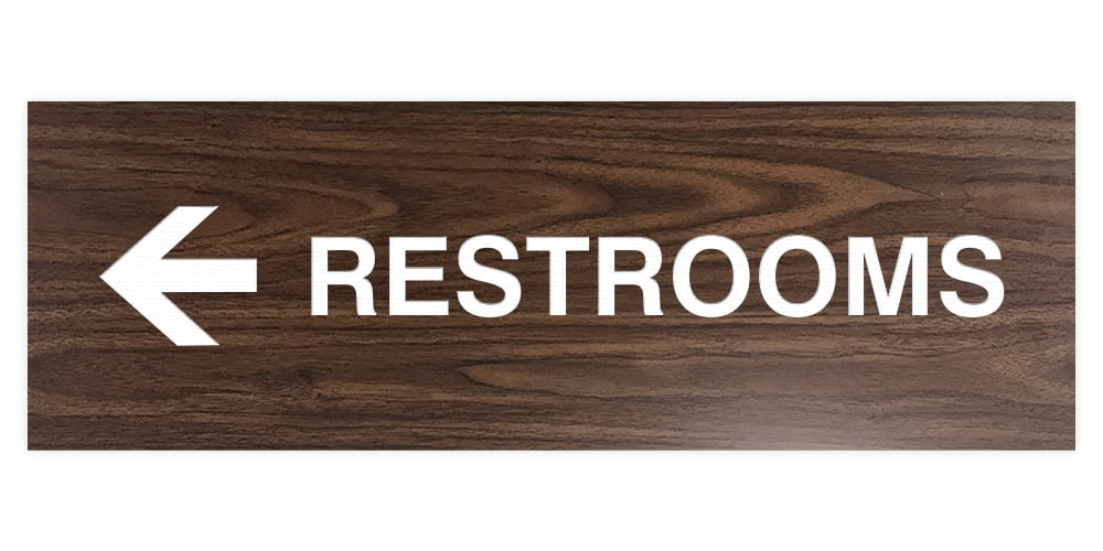 Basic Restrooms Left Arrow Directional Sign (Walnut) - Large - Walmart.com