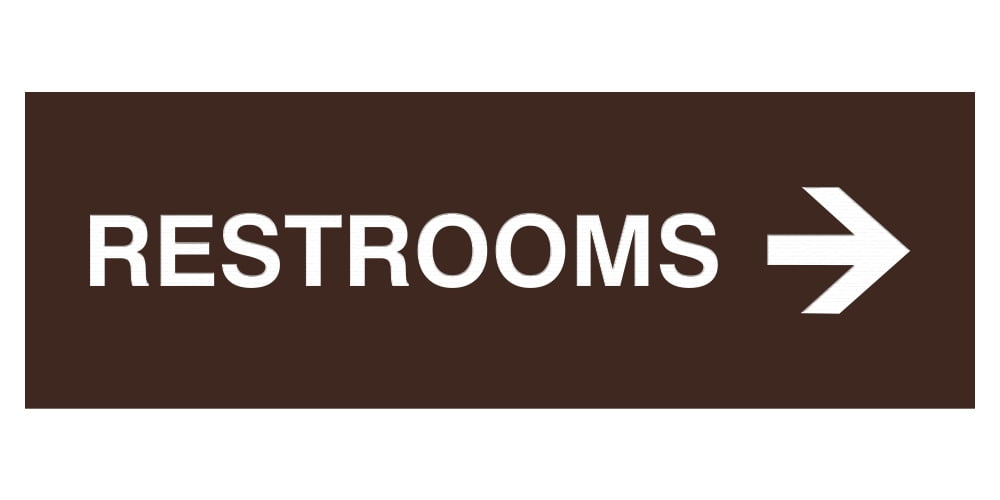 Basic Restrooms Right Arrow Directional Sign (Dark Brown) - Large ...