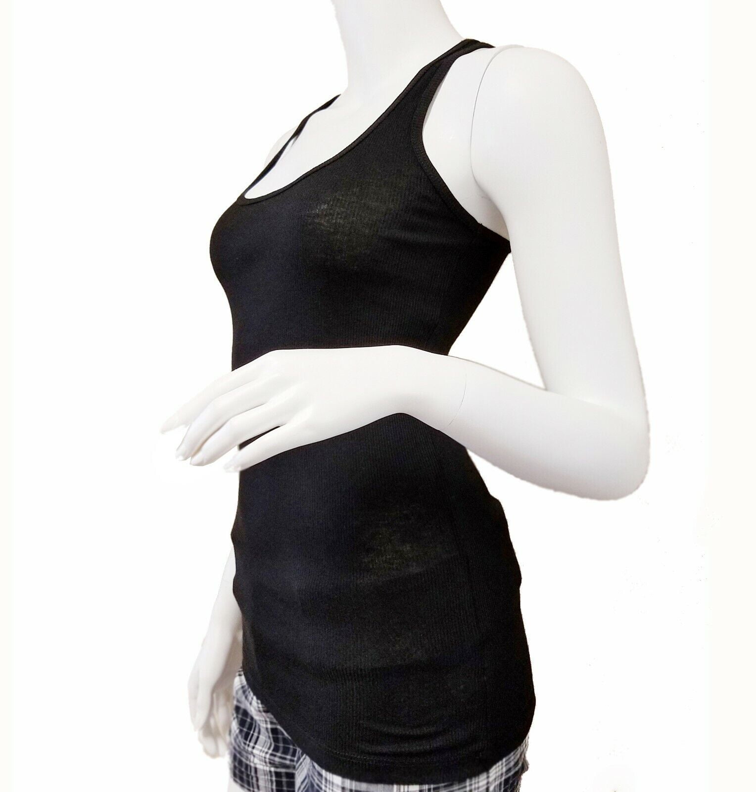 Basic Ribbed Stretchy_Racerback_Plain Long Tank Top_Muscle Shirt ...