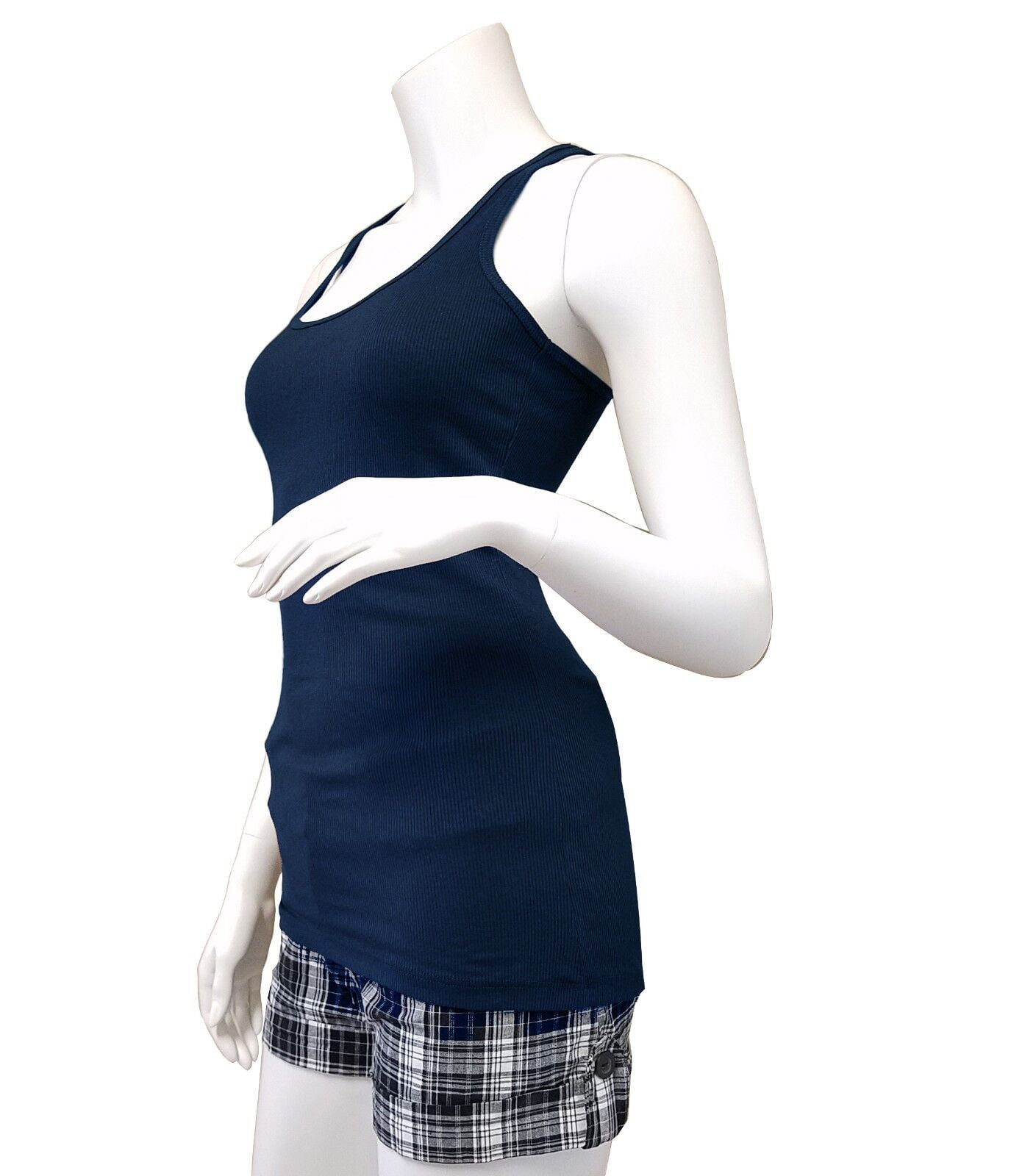 Basic Ribbed Stretchy_Racerback_Plain Long Tank Top_Muscle Shirt ...