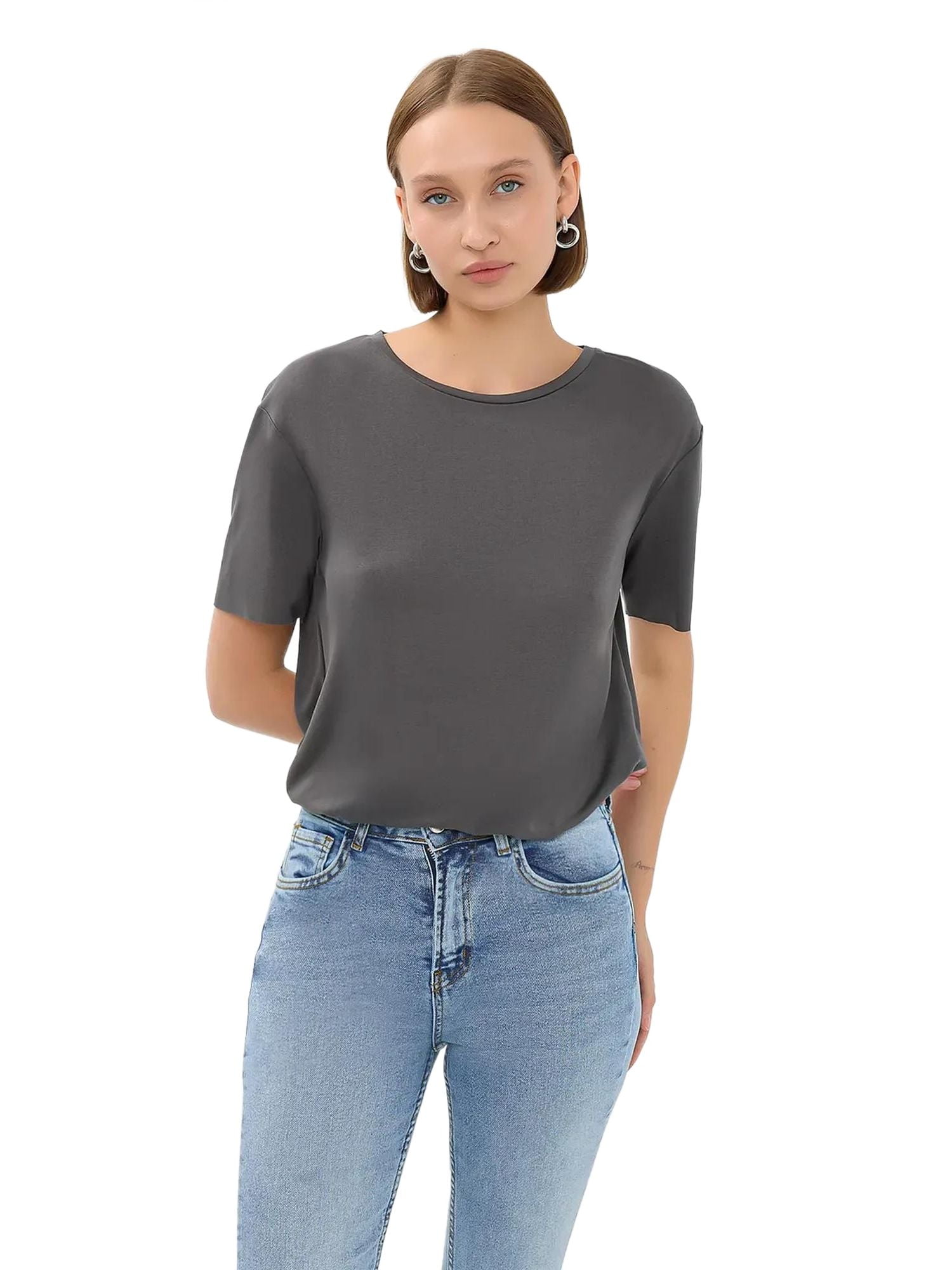 Basic Round Neck Short Sleeve T-Shirt - Walmart.com