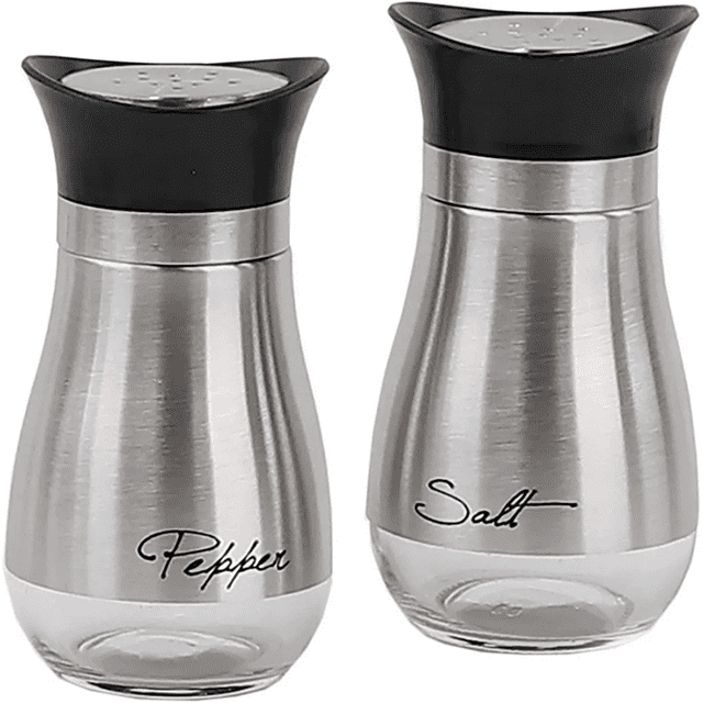 Servette Home Glass & Stainless Steel Salt & Pepper Shaker Set ...