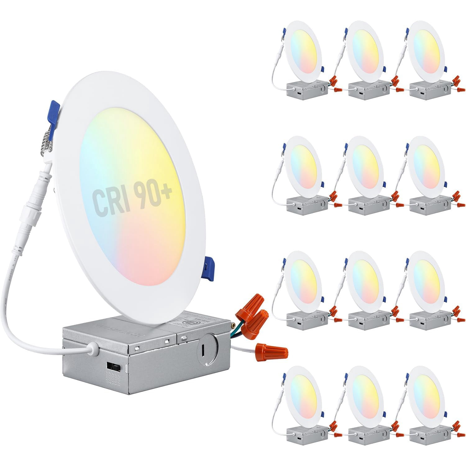 Basic Series 12-Pack 5CCT 6 Inch Ultra-Thin LED Recessed Lighting with ...