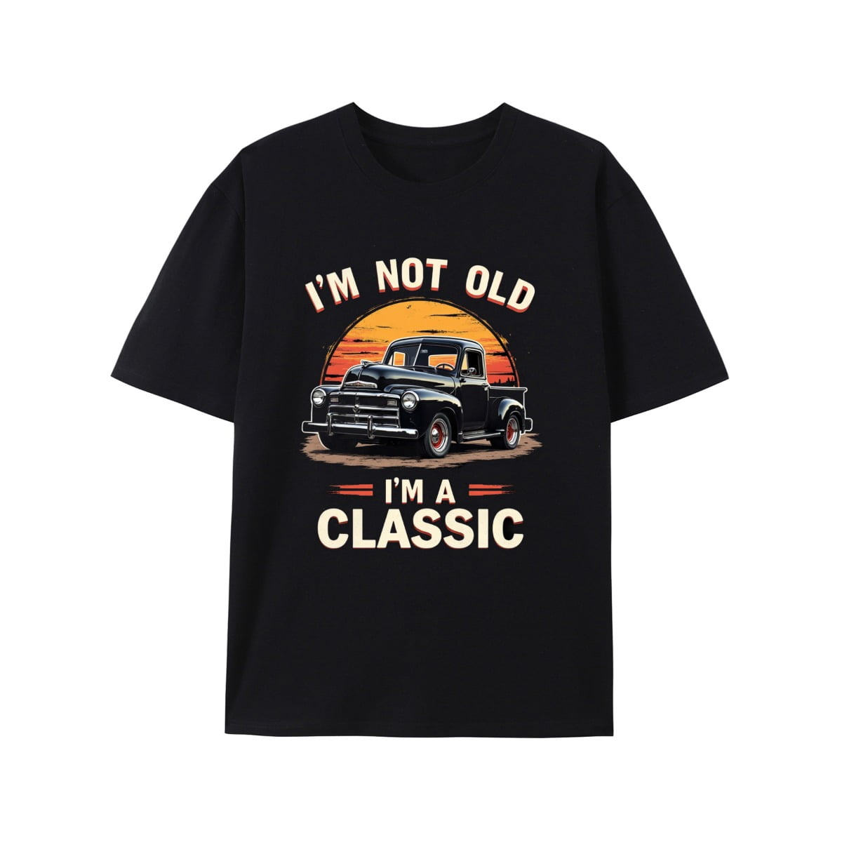 Basic, Shirts for Men Graphic Tees, Image of Classic Truck, White T ...