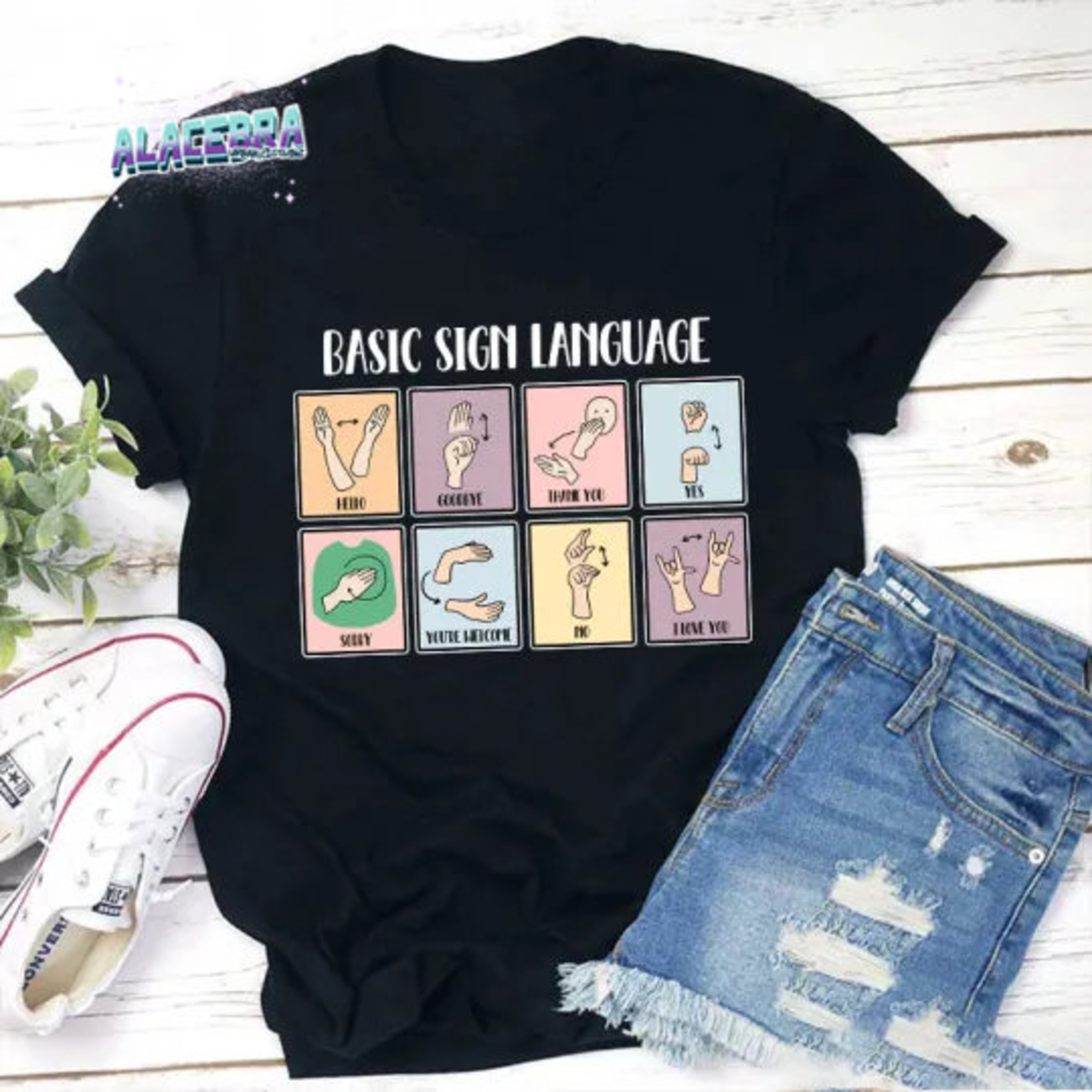 Basic Sign Language Teacher Vintage T-Shirt, Sign Language Class Shirt ...