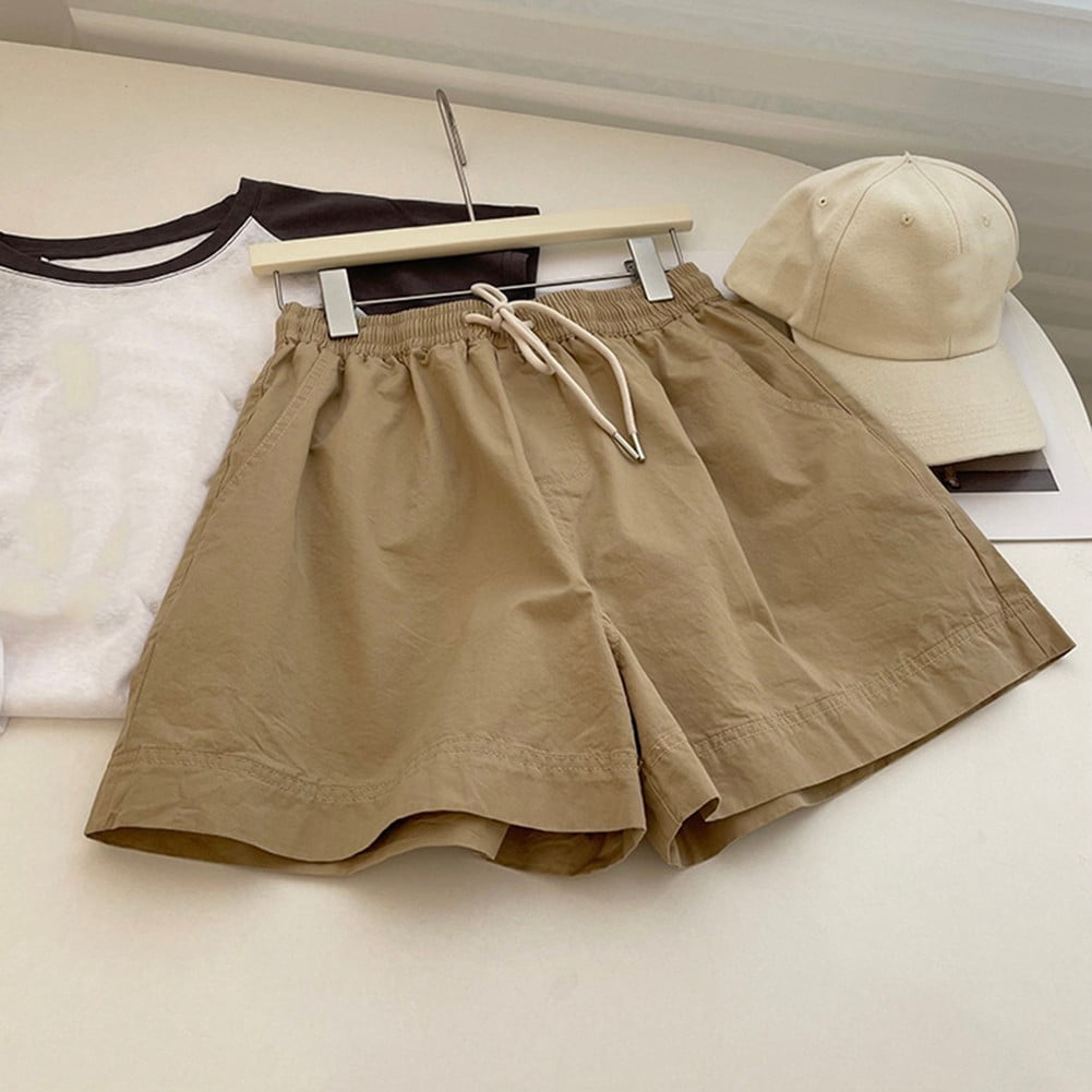 Basic Simple Womens High Waist A-Line Fashion Loose Versatile Shorts ...