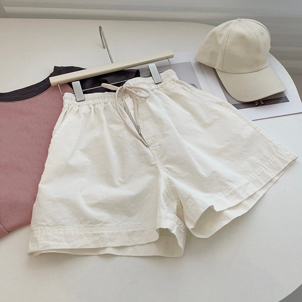 Basic Simple Womens High Waist A-Line Fashion Loose Versatile Shorts ...