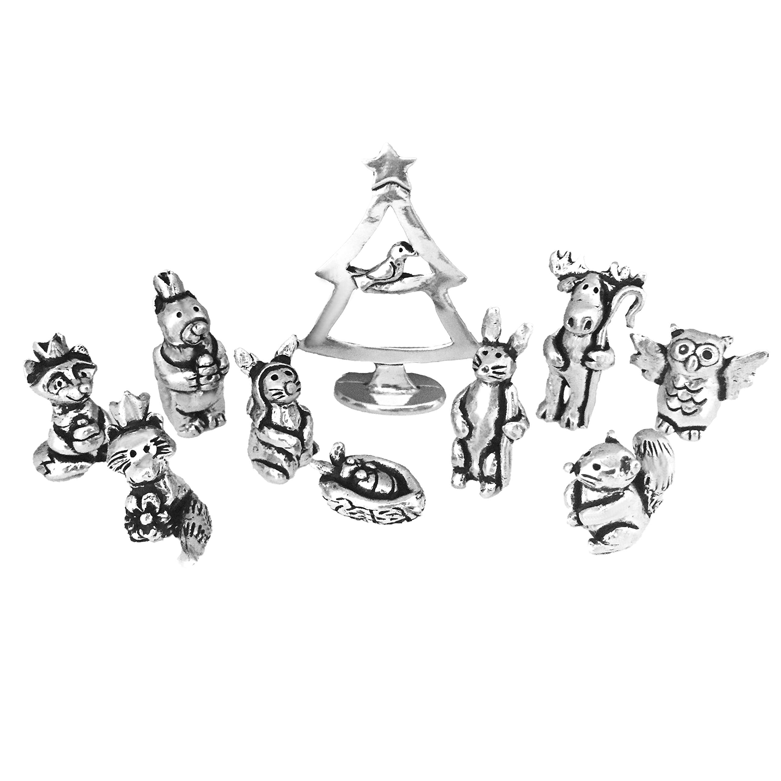 Basic Spirit Woodland Nativity Set (10 Pc) Handcrafted Pewter Figurine ...