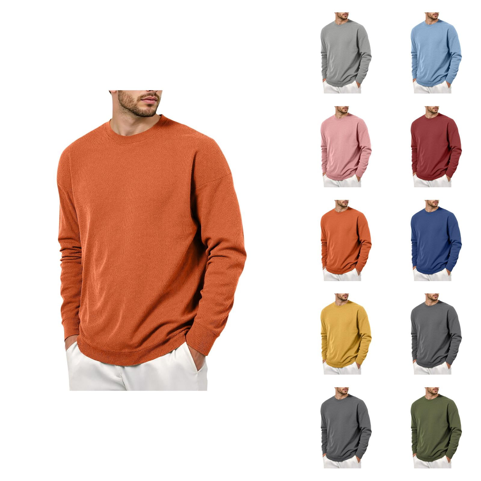 Basic Sweatshirts for Men 2025 Fall Winter Long Sleeve Crewneck Casual ...