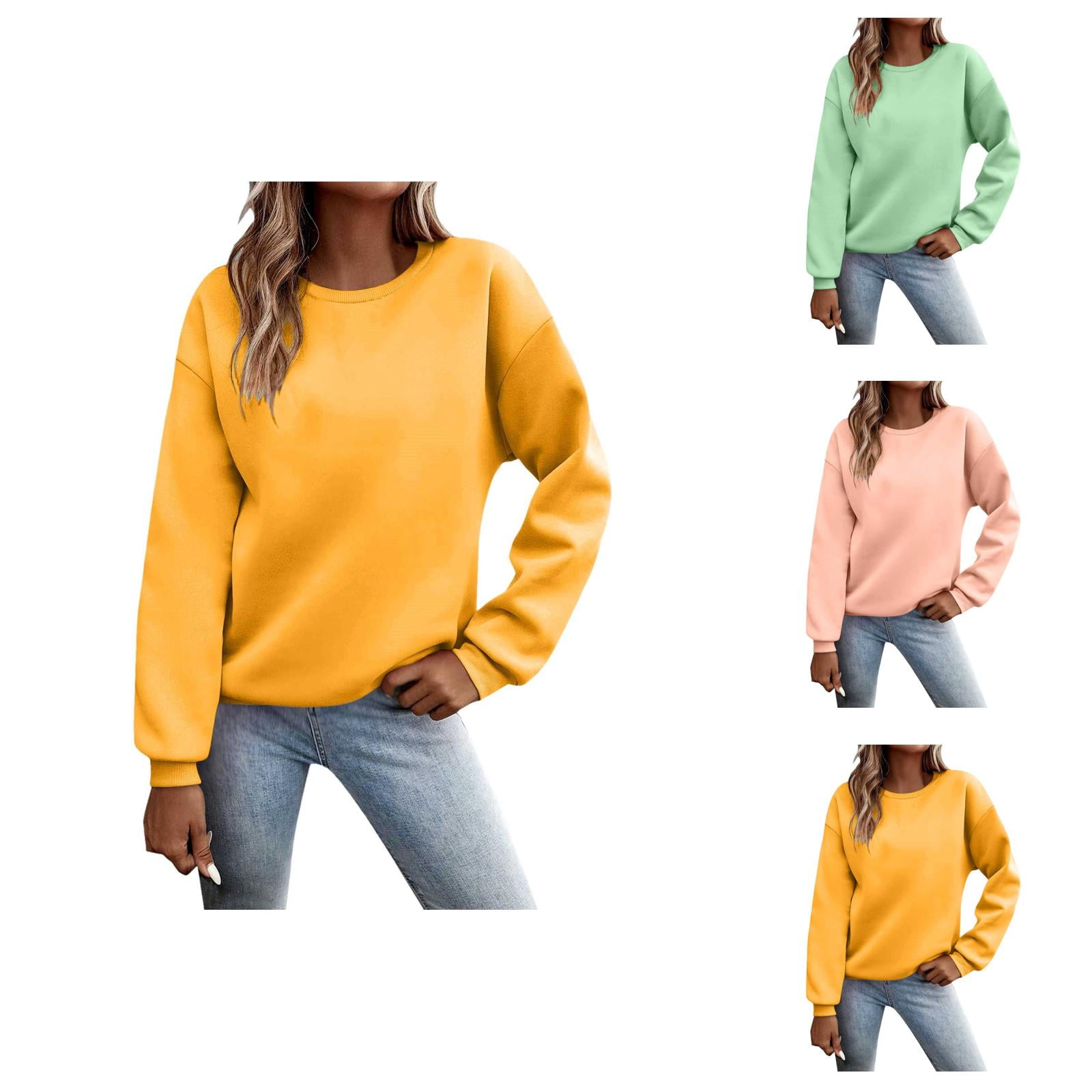 Basic Sweatshirts for Women 2025 Fall Winter Long Sleeve Crewneck Plain ...