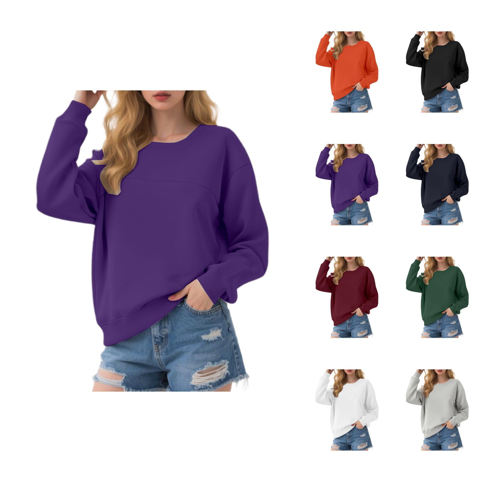 Basic Sweatshirts for Women 2025 Long Sleeve Crewneck Casual Oversized ...