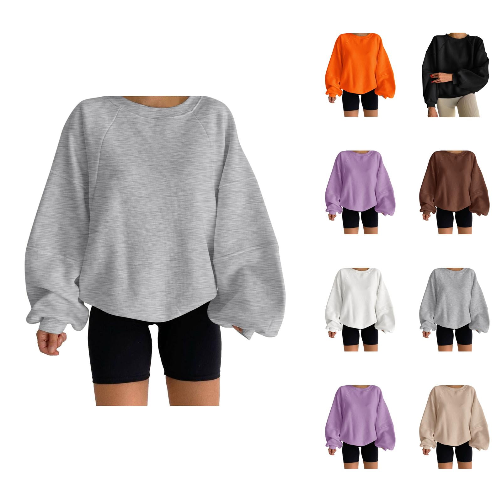Basic Sweatshirts for Women 2025 Long Sleeve Crewneck Plain Sweatshirt ...