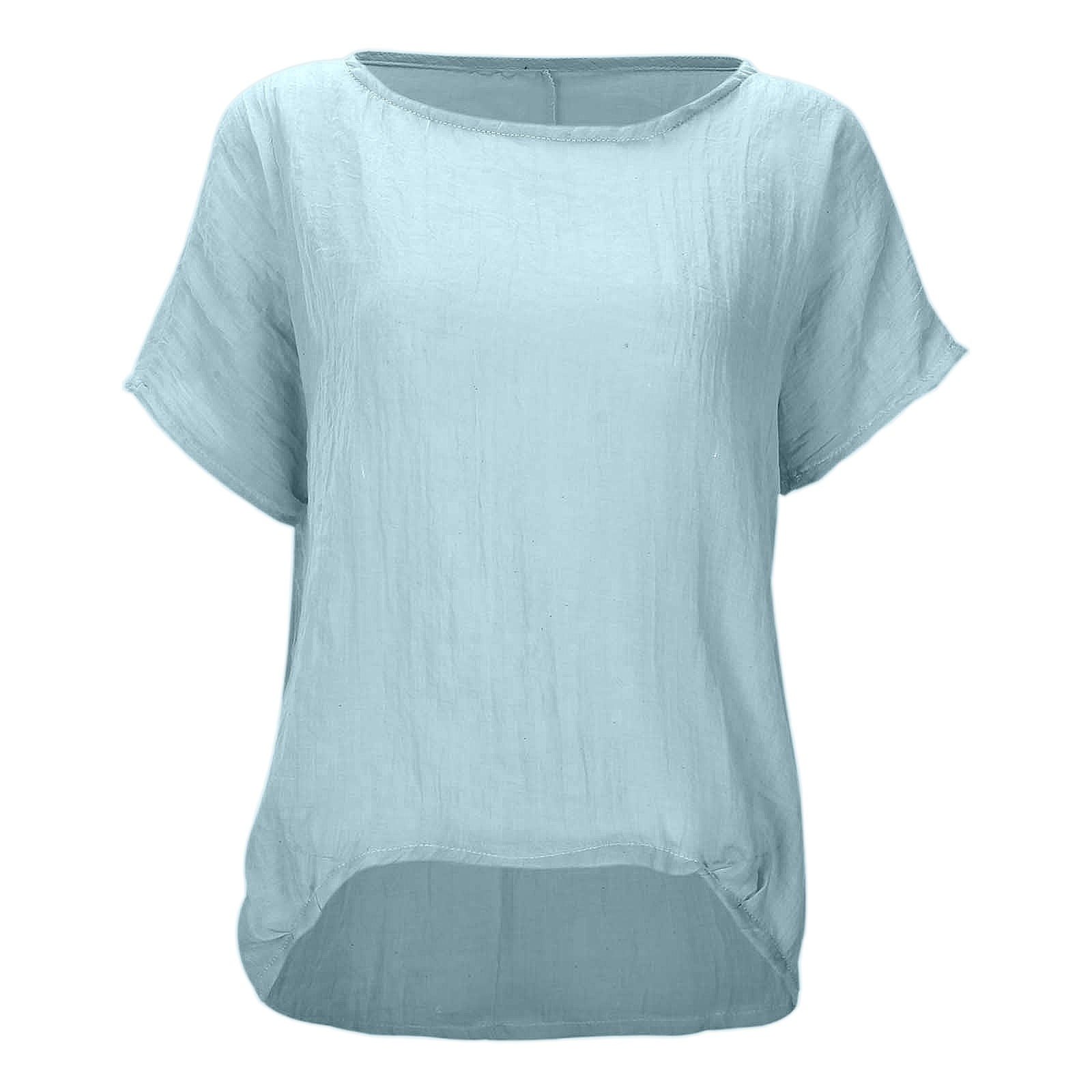 Basic T Shirts Womens Summer Tops 2025 Soft Loose Fit Short Sleeve ...