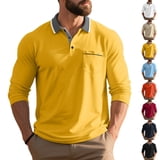 Basic T Shirts for Men Long Sleeve Color Block Mesh Collared Men's ...