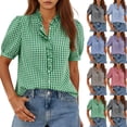 Basic T Shirts for Women Summer Casual Loose Short Sleeve Ruffle V Neck ...