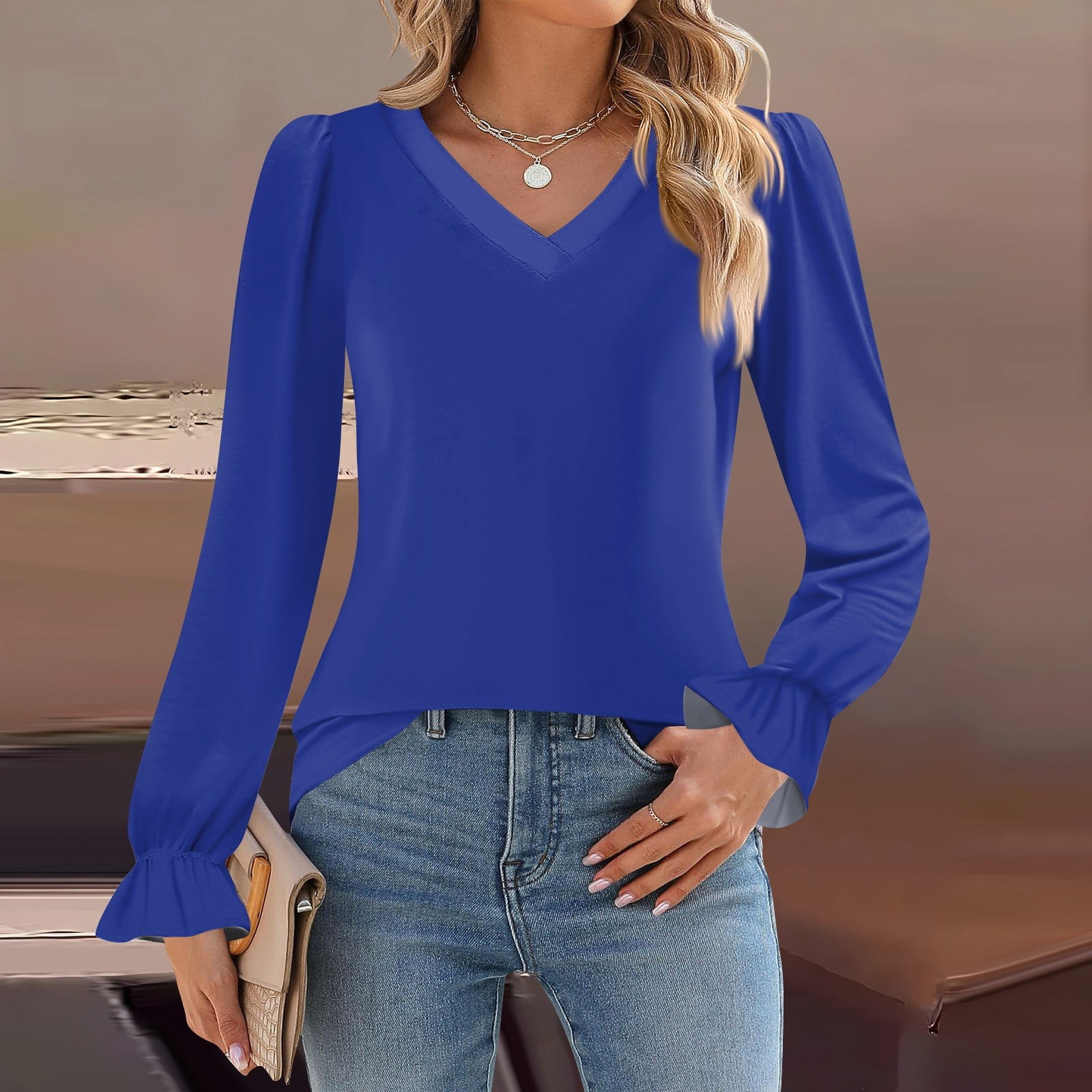 Basic T Shirts for Women Women's Daily Casual Long-sleeved Striped ...