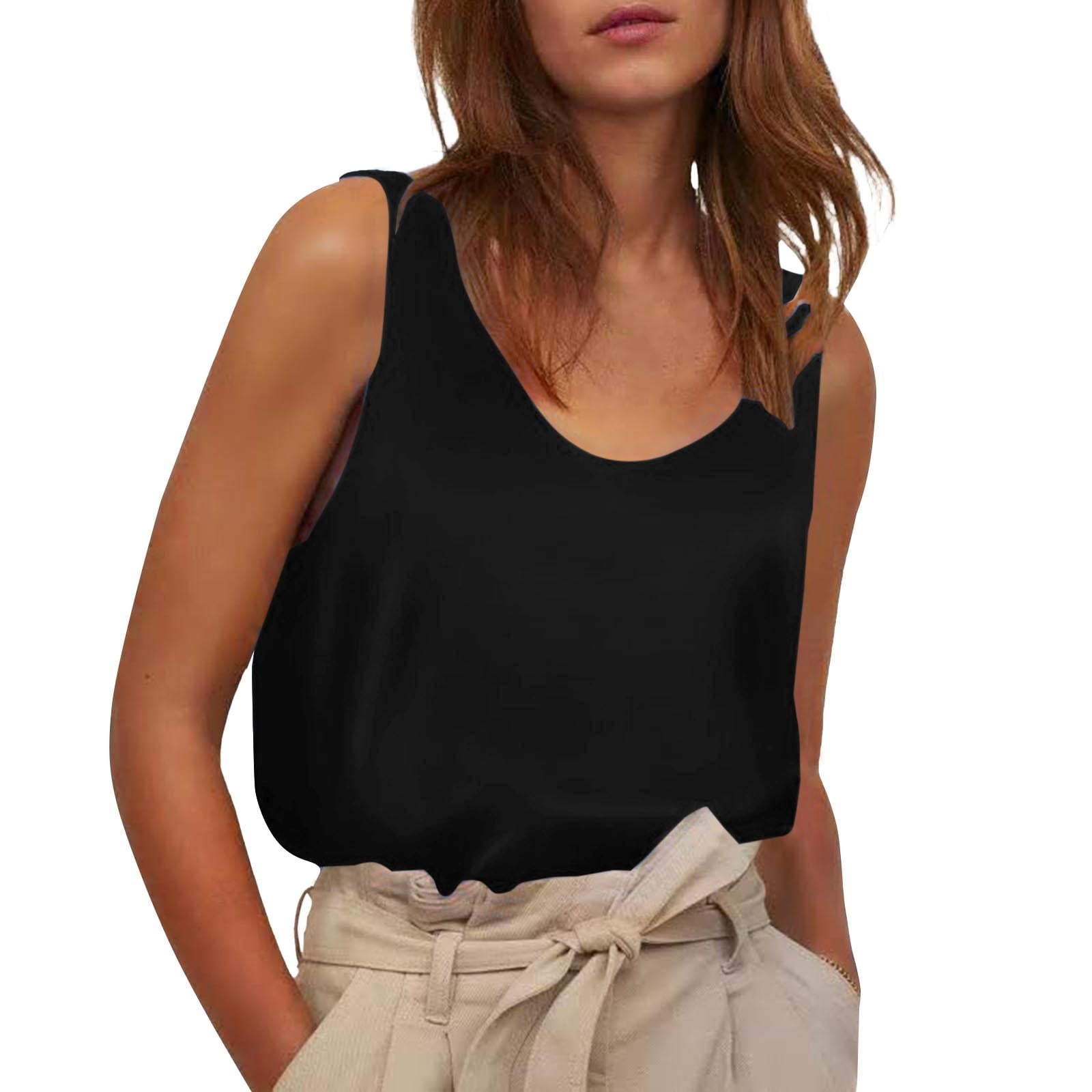 Basic Tank Tops for Women Crew Neck Women's Clothing Sleeveless Y2K ...