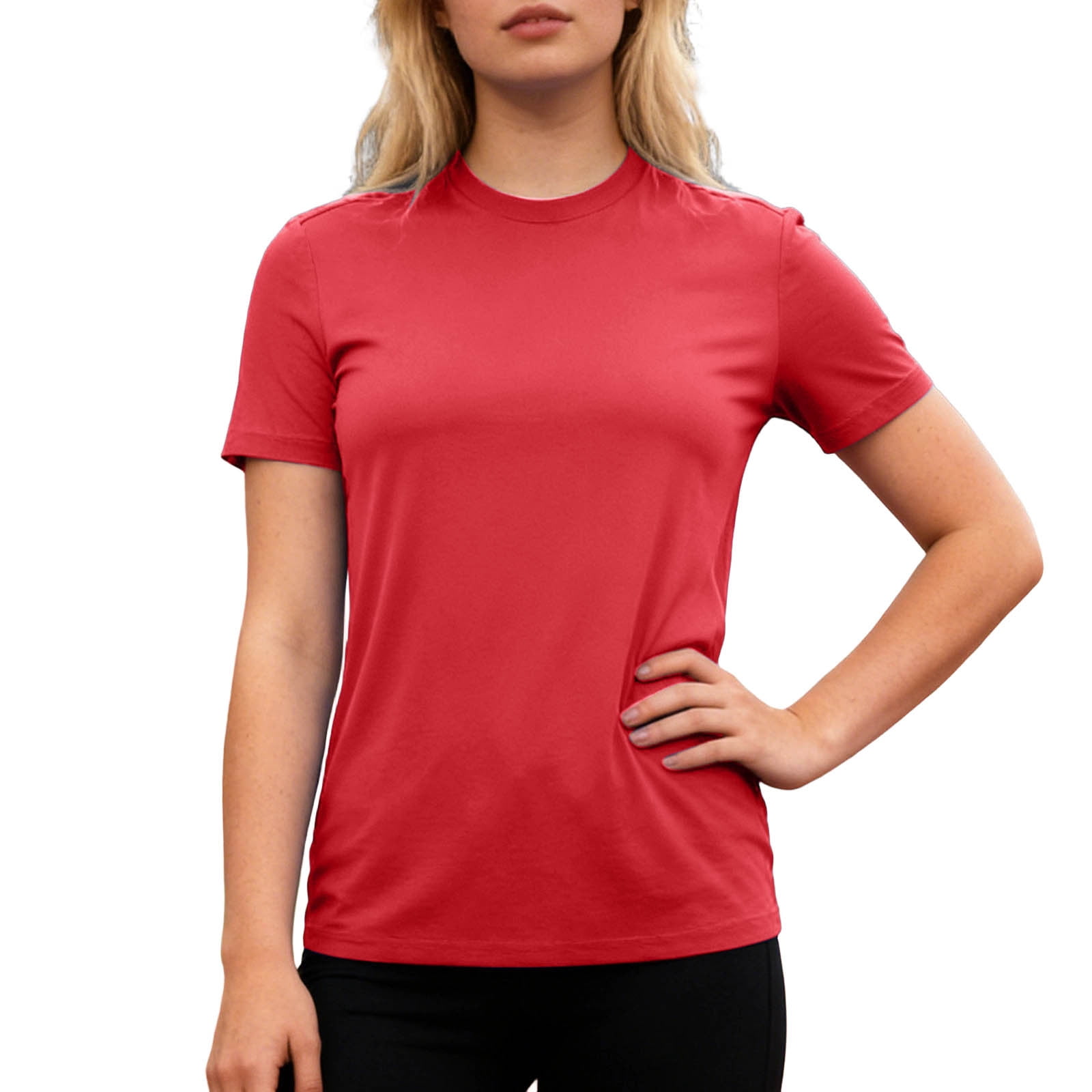 Basic Tees for Women - Crew Neck Slim Fit Tight T Shirts Cute Fashion ...