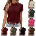 Basic Tees for Women Women Casual Home Commute Solid Round Neck Short ...