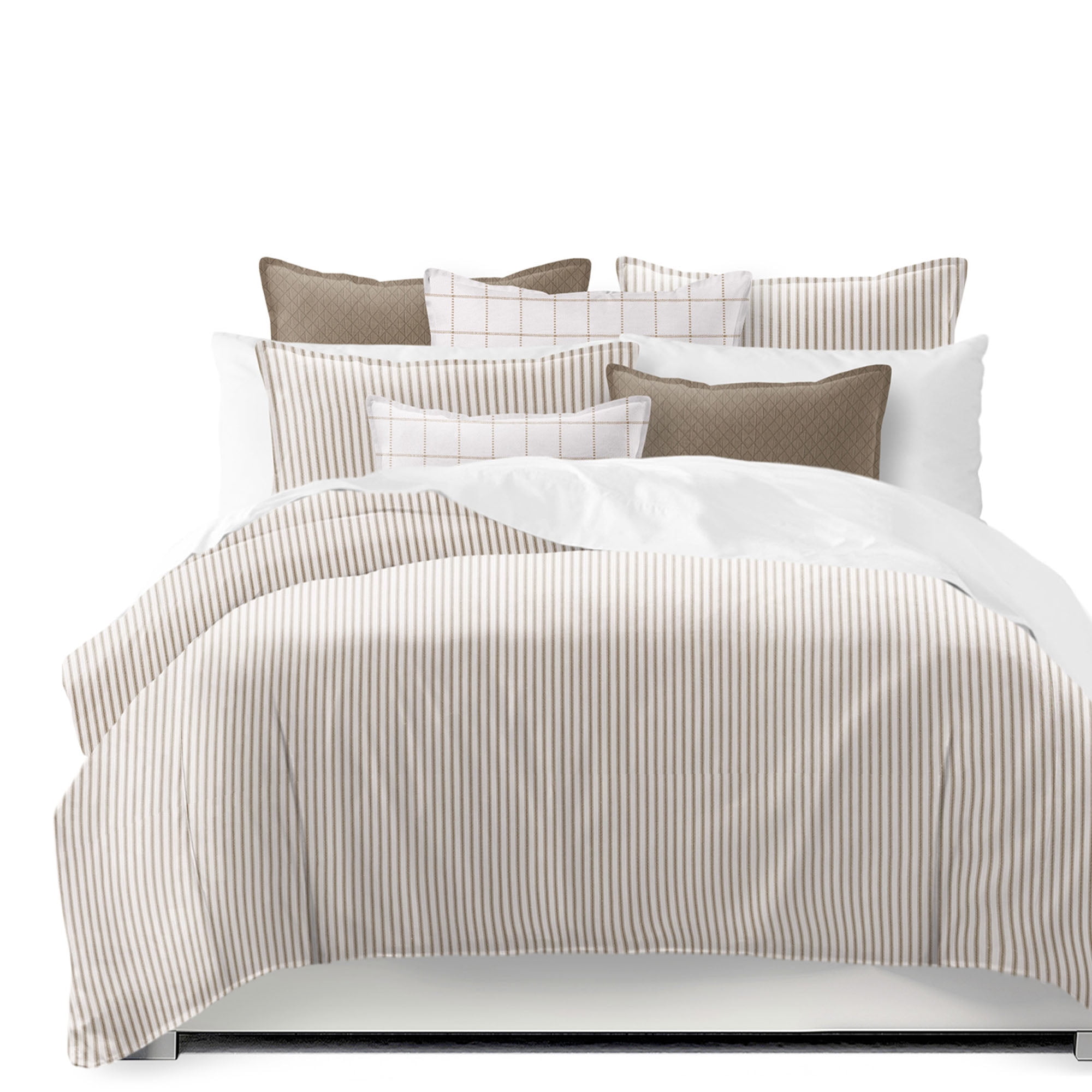 Basic Ticking Stripes Walnut Comforter Set Super Queen - Walmart.com