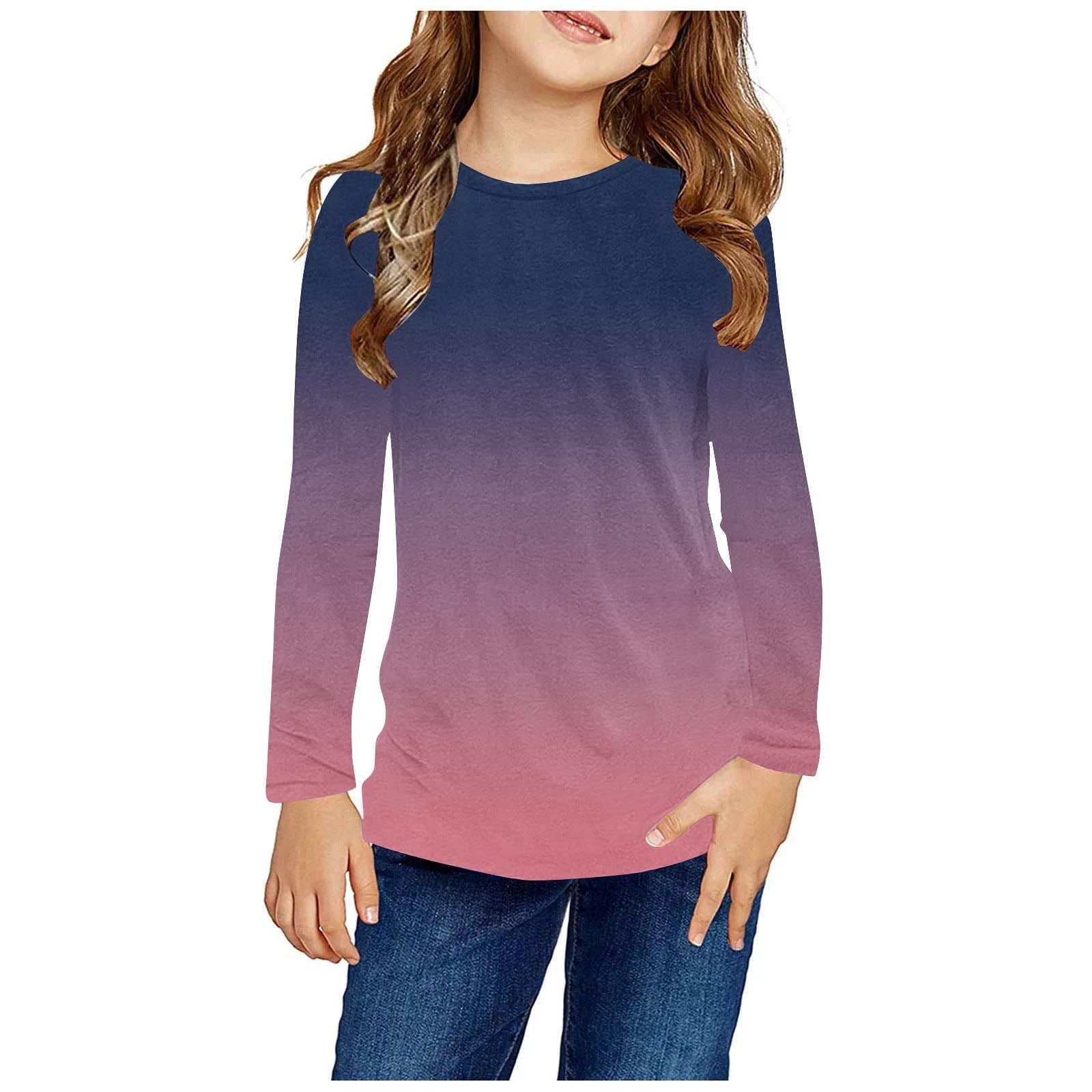 Basic Tshirts Shirts for Teens Girls & Boys Long Sleeve Tunic Tops Size ...