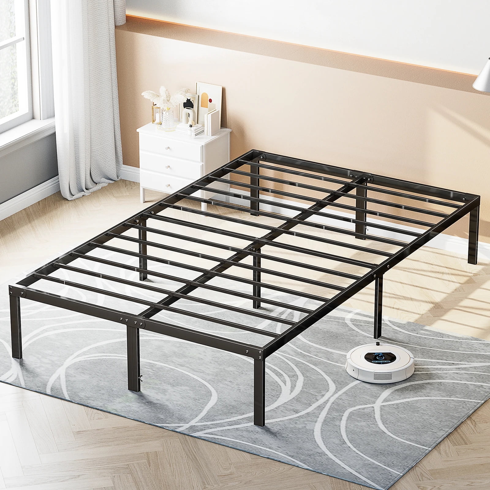 Basic Twin Full Queen King Size Bed Frame Metal Platform Bedroom Frames ...