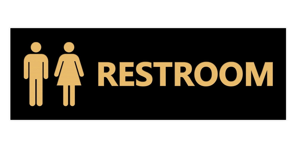 Basic Unisex Restroom Sign (Black Gold) - Large - Walmart.com