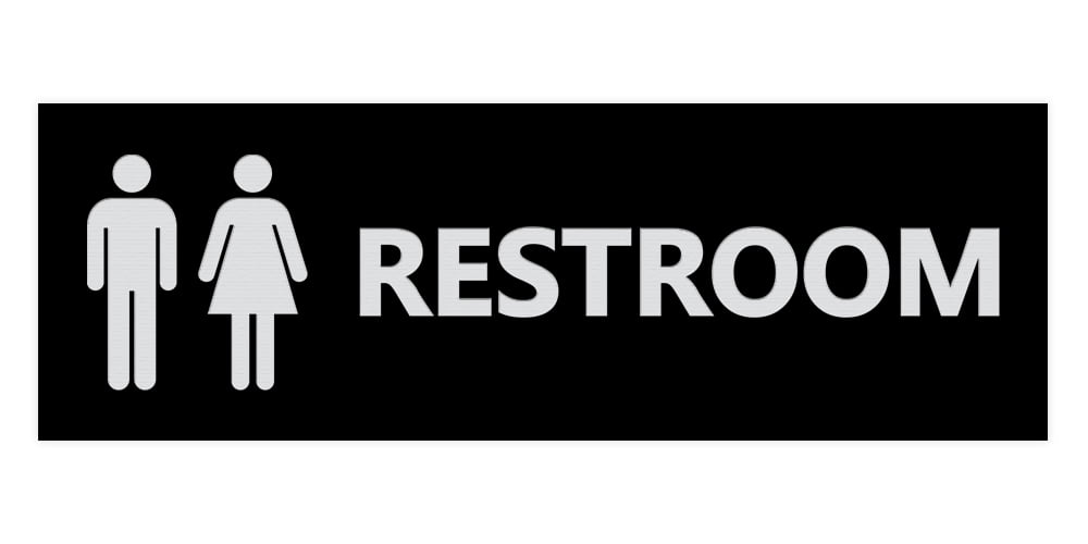 Basic Unisex Restroom Sign (Black / Silver) - Large - Walmart.com