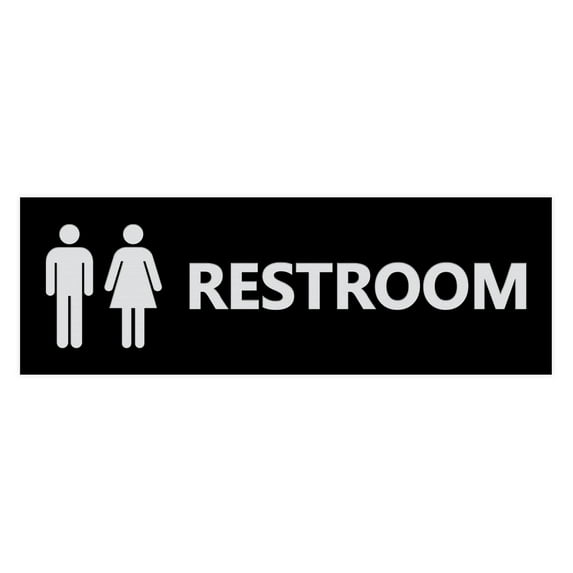 Basic Unisex Restroom Sign (Black / Silver) - Large - Walmart.com