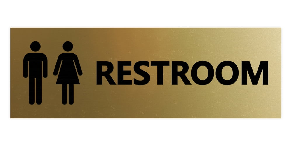 Basic Unisex Restroom Sign (Brushed Gold) - Large - Walmart.com
