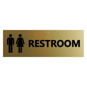 Oval Restrooms Left Arrow Sign (Black / Silver) - Small 2x5" - Walmart.com