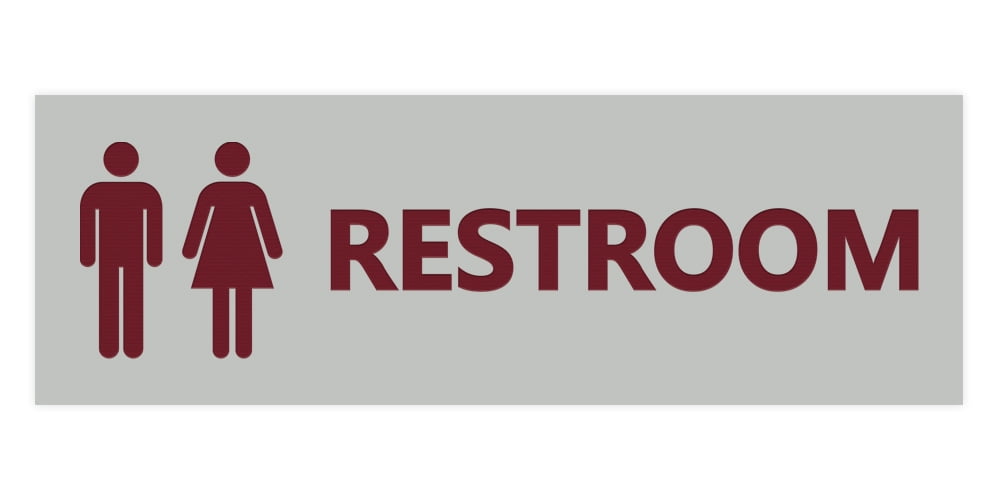 Basic Unisex Restroom Sign (Light Grey / Burgundy) - Large - Walmart.com