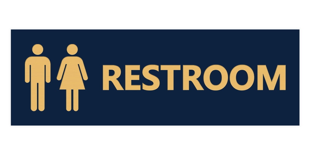 Basic Unisex Restroom Sign (Navy Blue/Gold) - Medium - Walmart.com