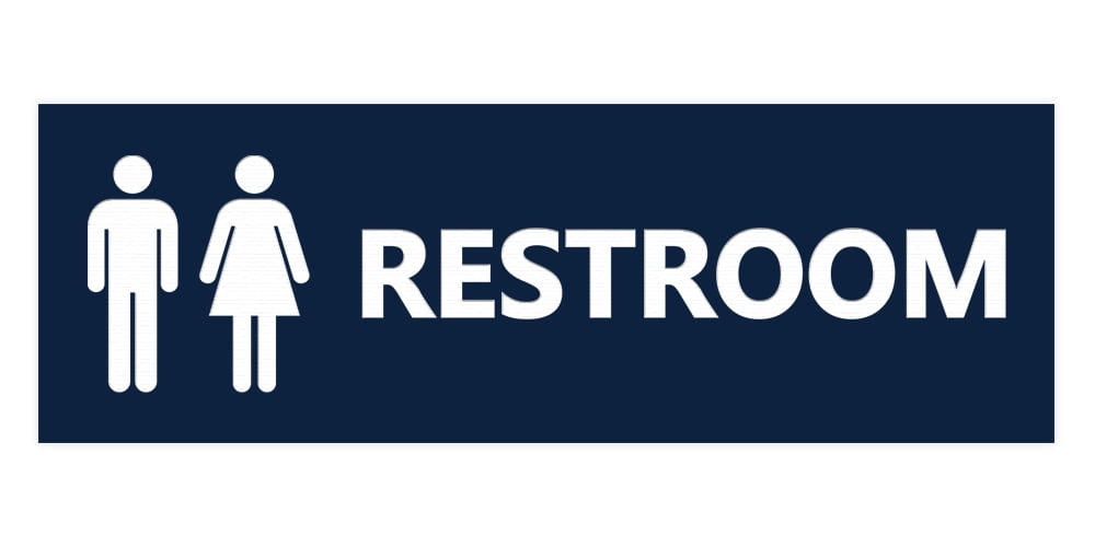 Basic Unisex Restroom Sign (Navy Blue / White) - Large - Walmart.com
