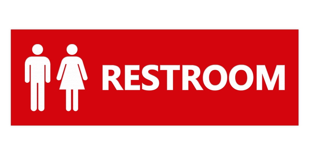 Basic Unisex Restroom Sign (Red) - Small - Walmart.com